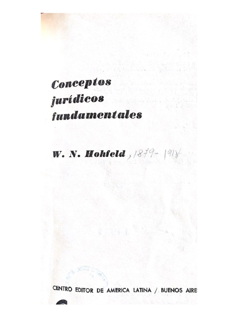 Conceptos Jurídicos Fundamentales WN Hohfeld | PDF