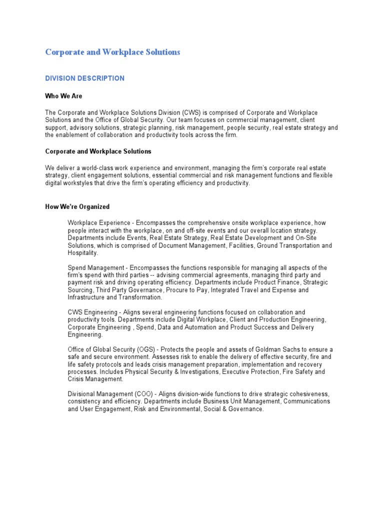 CWS JD - Product Finance | PDF | Governance | Chief Information Officer