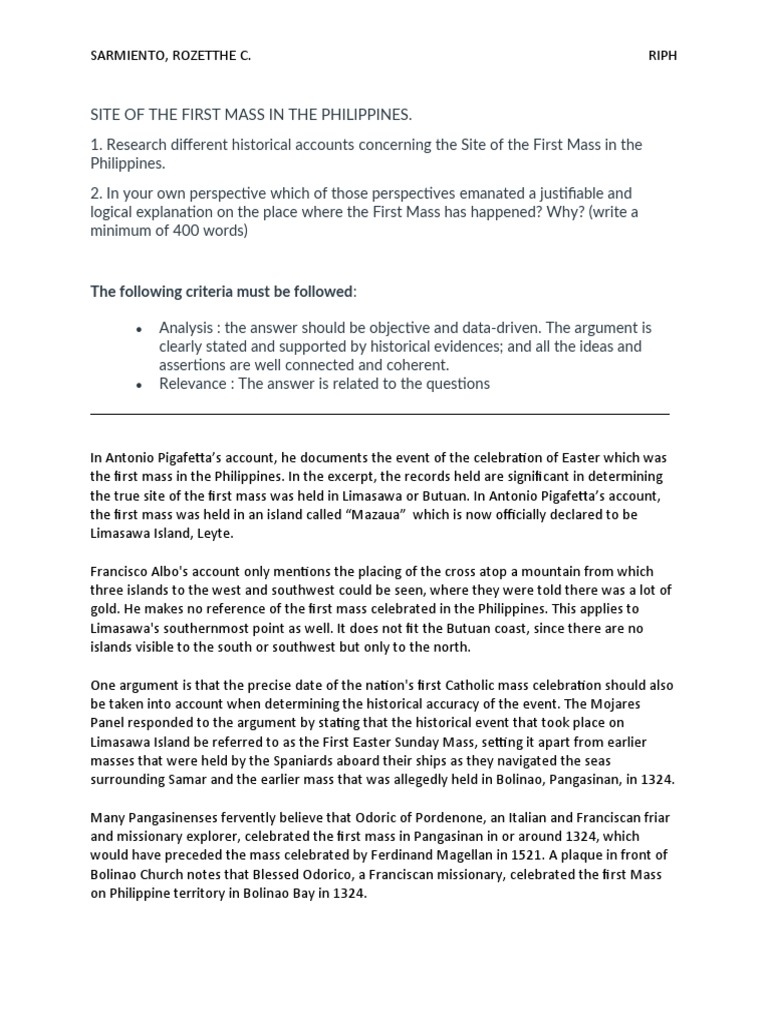 RIPH - Site of The First Mass | PDF