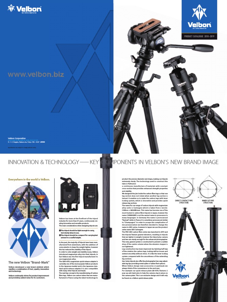 2019 Velbon Catalog | PDF | Tripod (Photography) | Imaging