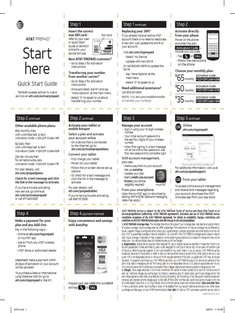 Start Here | PDF | At&T Mobility | Prepaid Mobile Phone