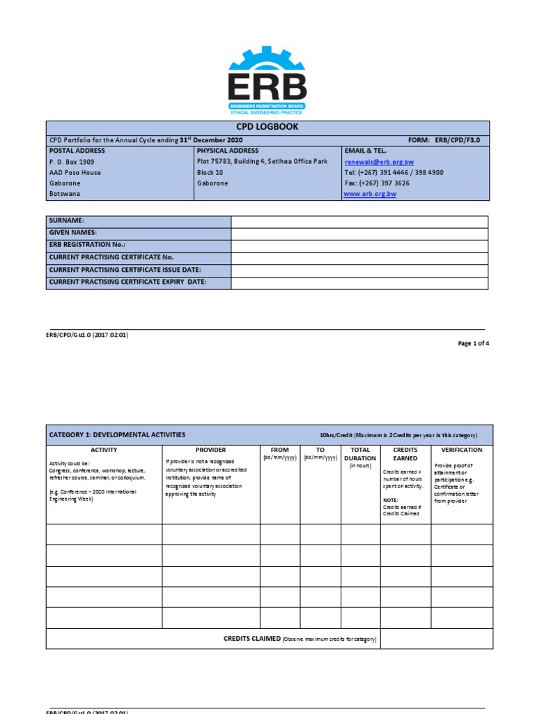 CPD Logbook F2020 | PDF