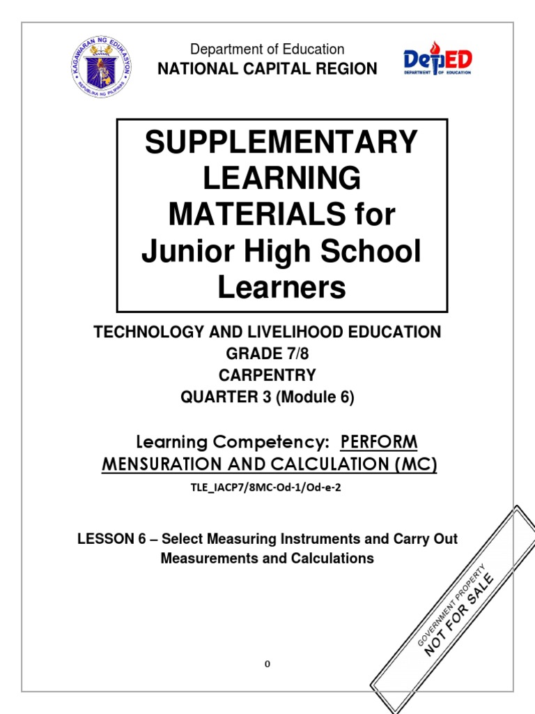 q3 g8 Carpentry Module 6 Finalncr | PDF | Foot (Unit) | Inch