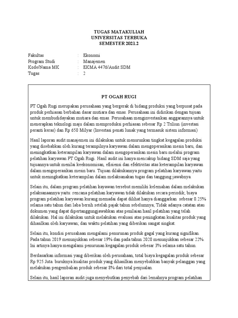 Tugas 2 Audit SDM | PDF