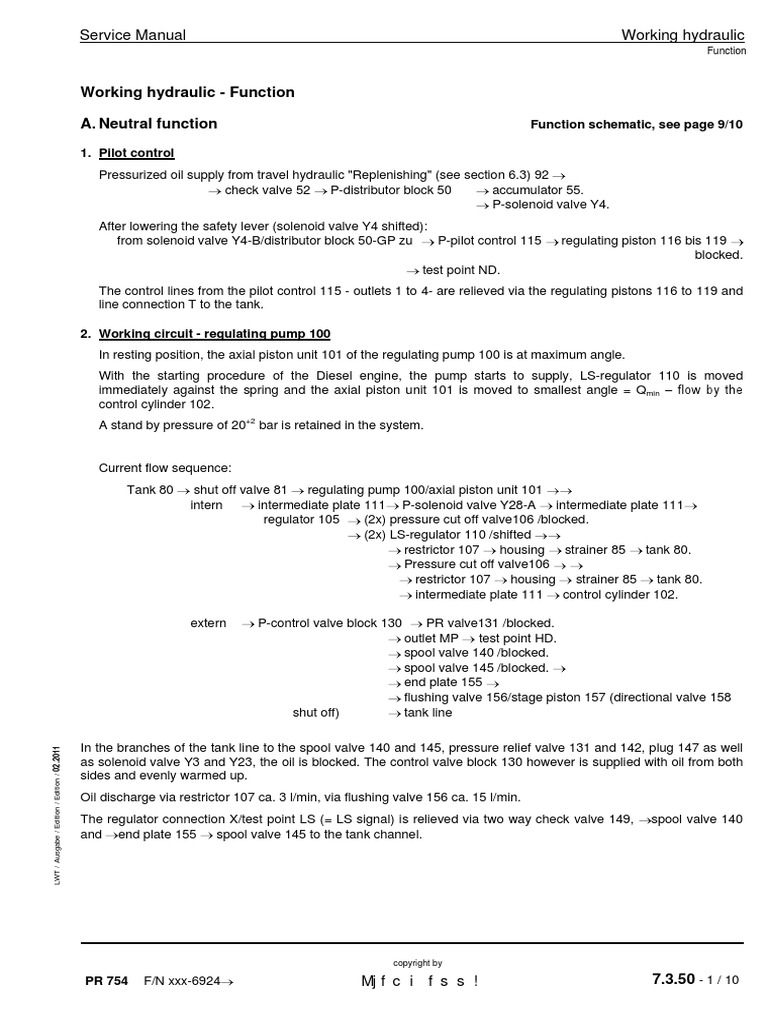 PR754 (Working Hydraulic) | PDF | Valve | Piston