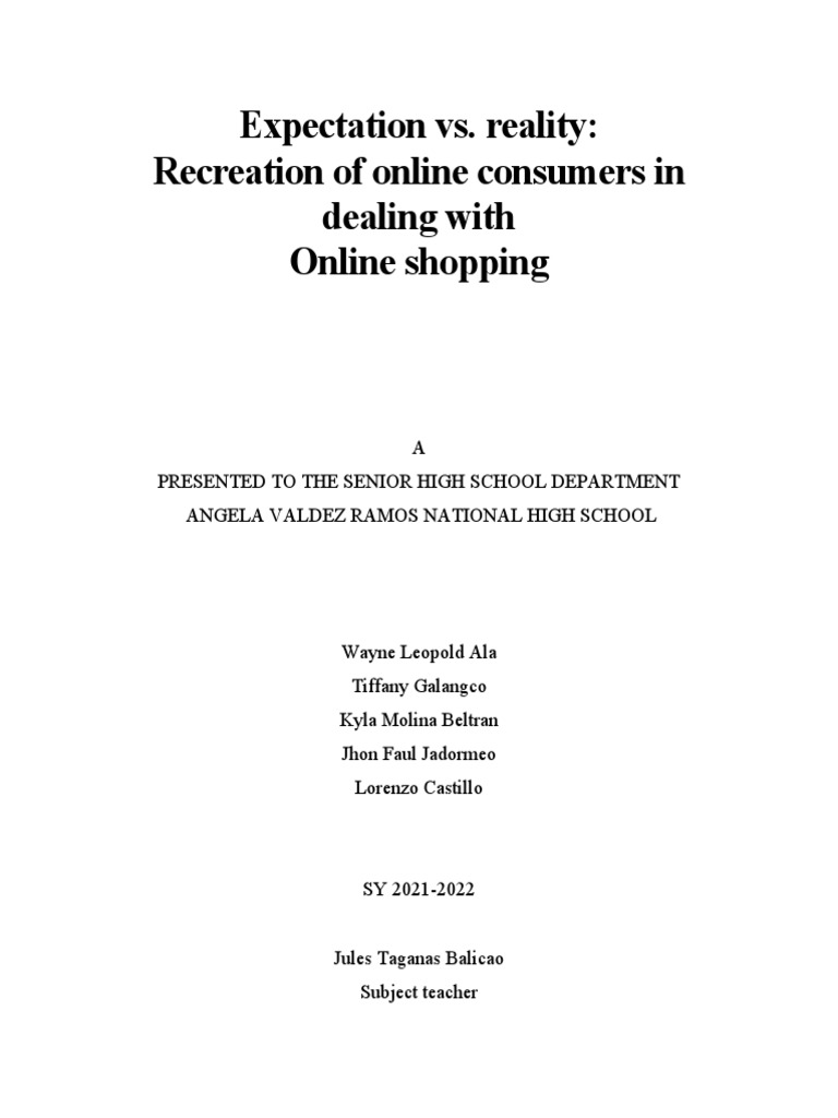 Online Shopping: Expectations vs. Reality | PDF | Online Shopping ...