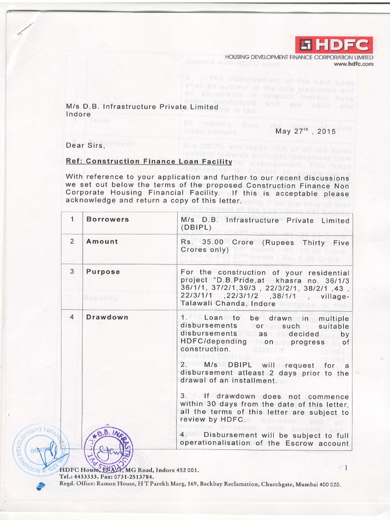 Sanction Letter HDFC LTD | PDF