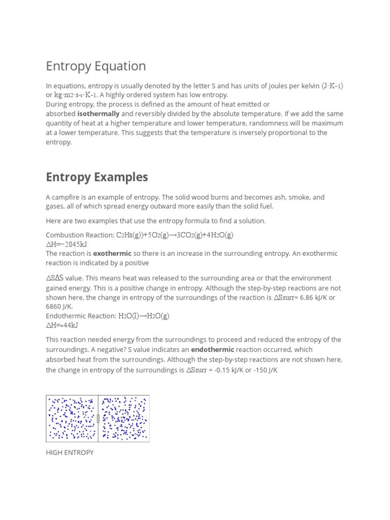 Entropy Examples and Equations | PDF | Entropy | Chemistry