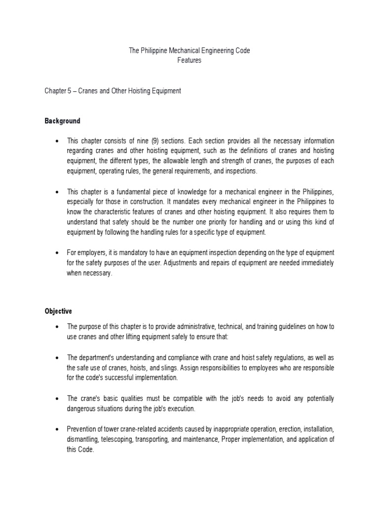 Pmc Chapter 5 Pdf Crane Machine Safety