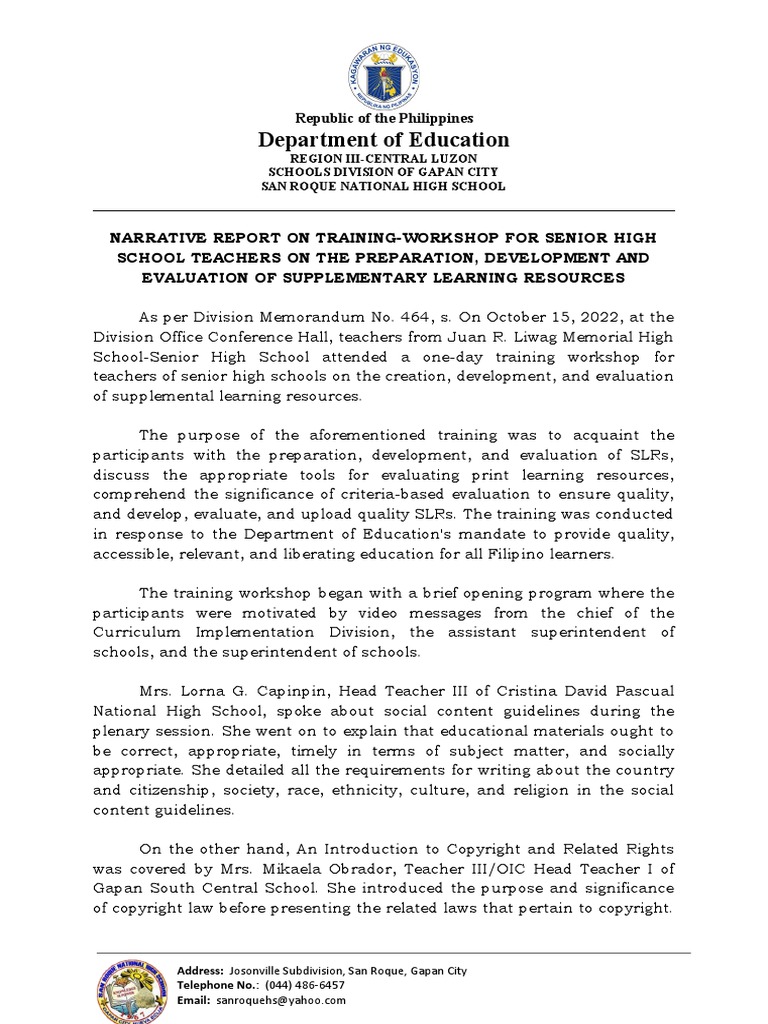 Narrative Report Writers | PDF