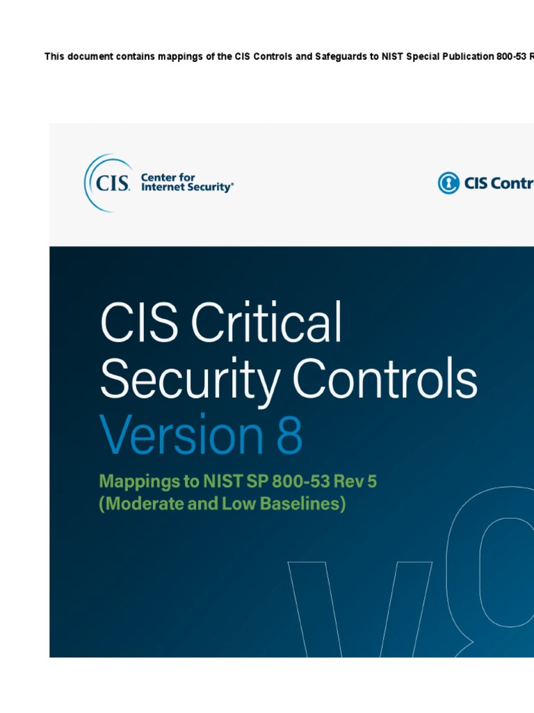 Cis Controls V8 Mapping To Nist Sp 800 53 Rev 5 Moderate And Low Base Pdf Computer Network