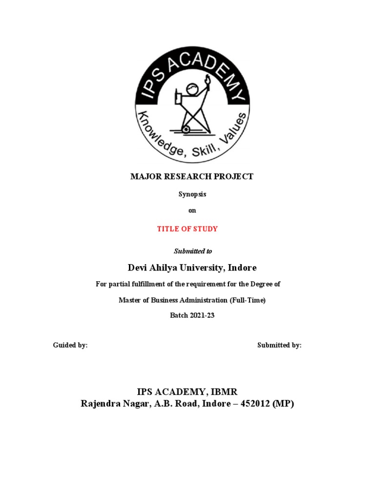 MBA Research Project Synopsis Guide | PDF | Career & Growth | Art