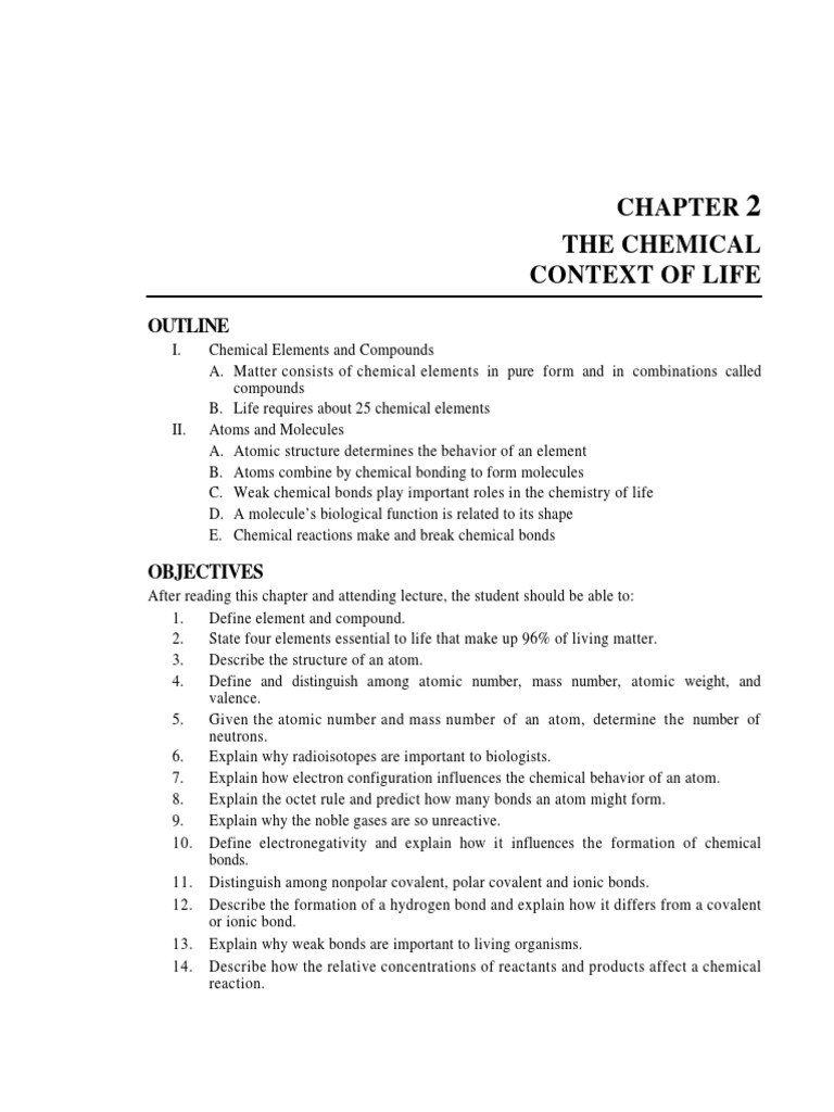 Campbell Lecture Notes Chemistry of Life | PDF | Chemical Bond | Chemistry
