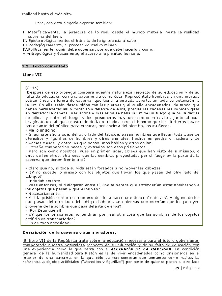 Texto de Platón Comentado Por Partes y Vocabulario para Entenderlo ...