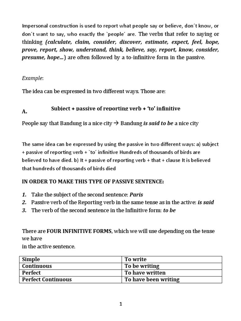 Impersonal Construction in Passive Voice | PDF | Verb | Linguistic Typology