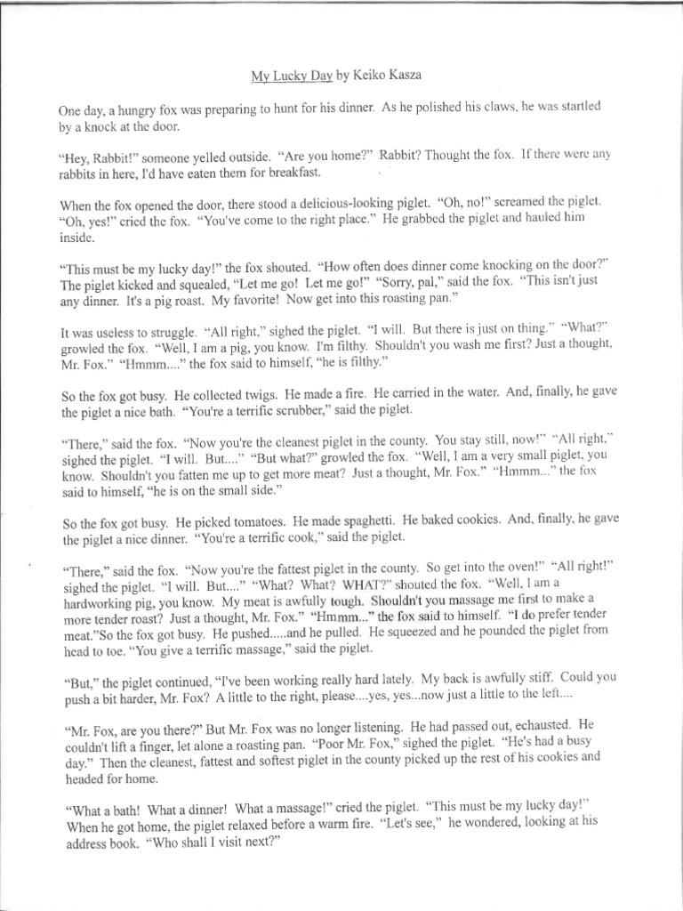 Plot Study Materials - My Lucky Day | PDF