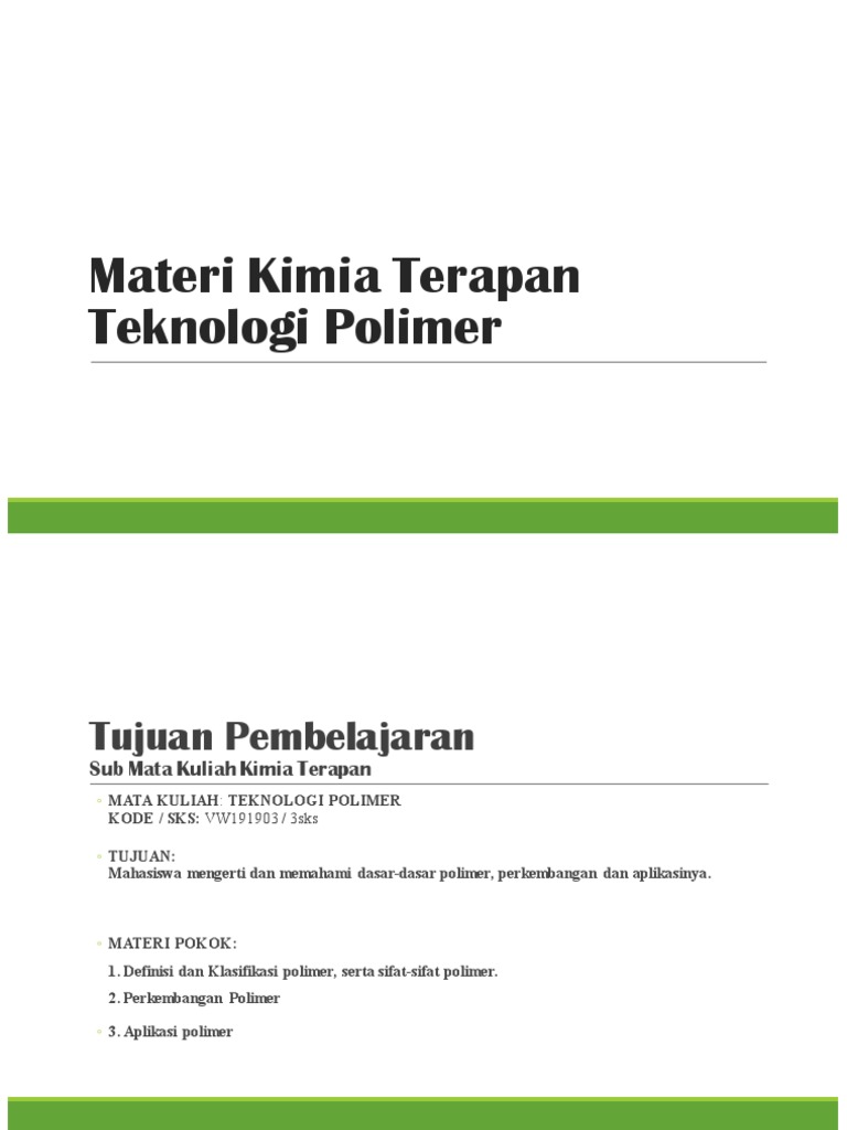 Materi Teknologi Polimer | PDF | Polyurethane | Plastic