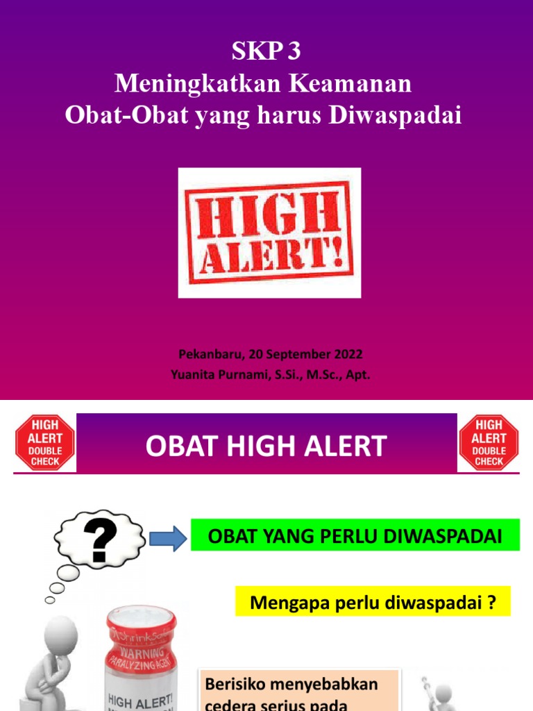 2022 PPT 1 - SKP 3 Obat High Alert | PDF