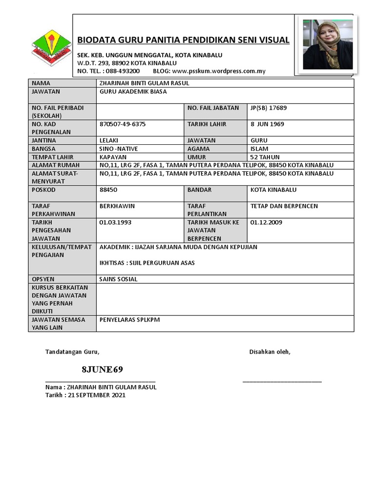 Biodata Guru Panitia PSV | PDF