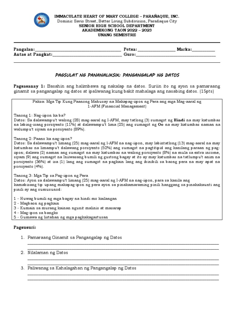 Pagsusuri Sa Paraan NG Pangangalap NG Datos | PDF