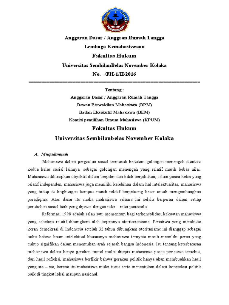 ADRT DPM, BEM, KPUM FH KOLAKA - Sendi | PDF