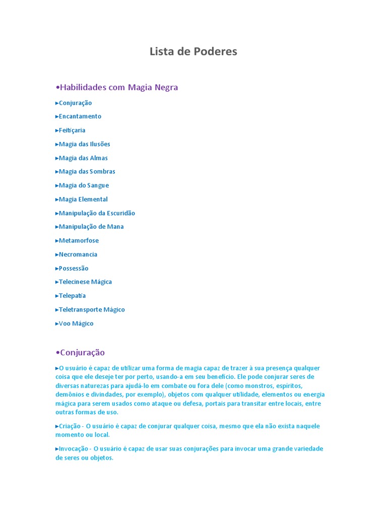 Lista de Poderes | PDF