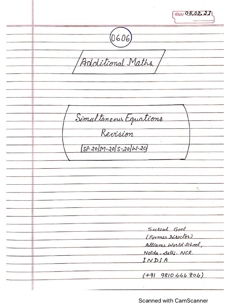 Ig 0606 Simultaneous Equations Revision | PDF