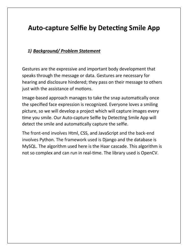 67 Auto-Capture Selfie by Detecting Smile App PY067 | PDF
