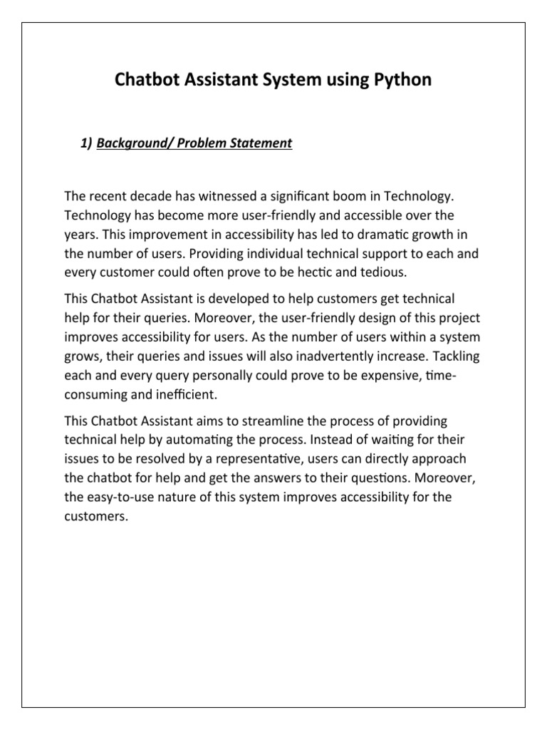 69 Chatbot Assistant System Using Python PY069 | PDF | User (Computing) | Usability