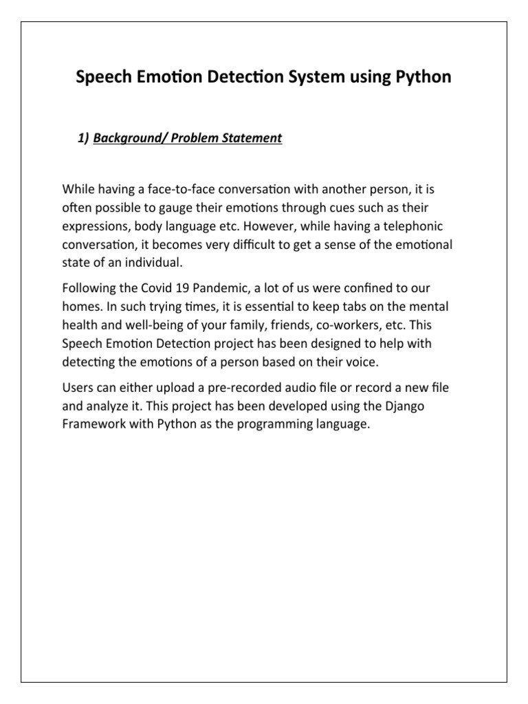 75 Speech Emotion Detection System Using Python PY075 | PDF | Personal Computers | Emotions