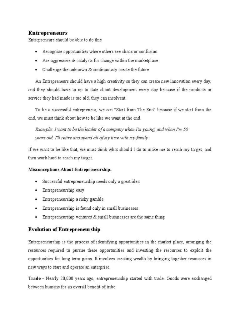 1 - Introduction To Entrepreneurship Notes | PDF | Entrepreneurship ...