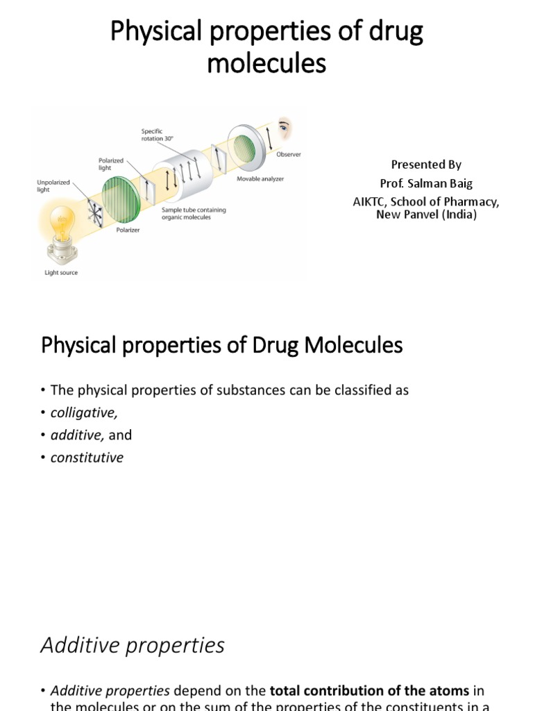 Physical Properties of Drug Molecules: Presented by Prof. Salman Baig ...
