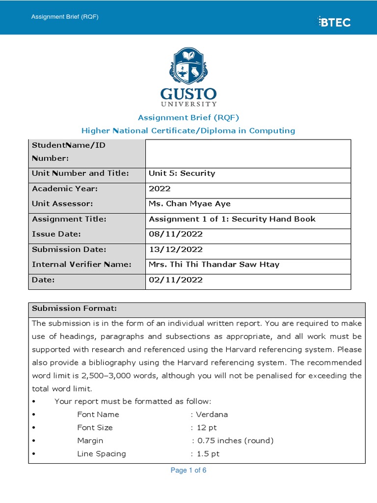 Unit 5 Security Assignment 1 of 1 | PDF | Computer Security | Security