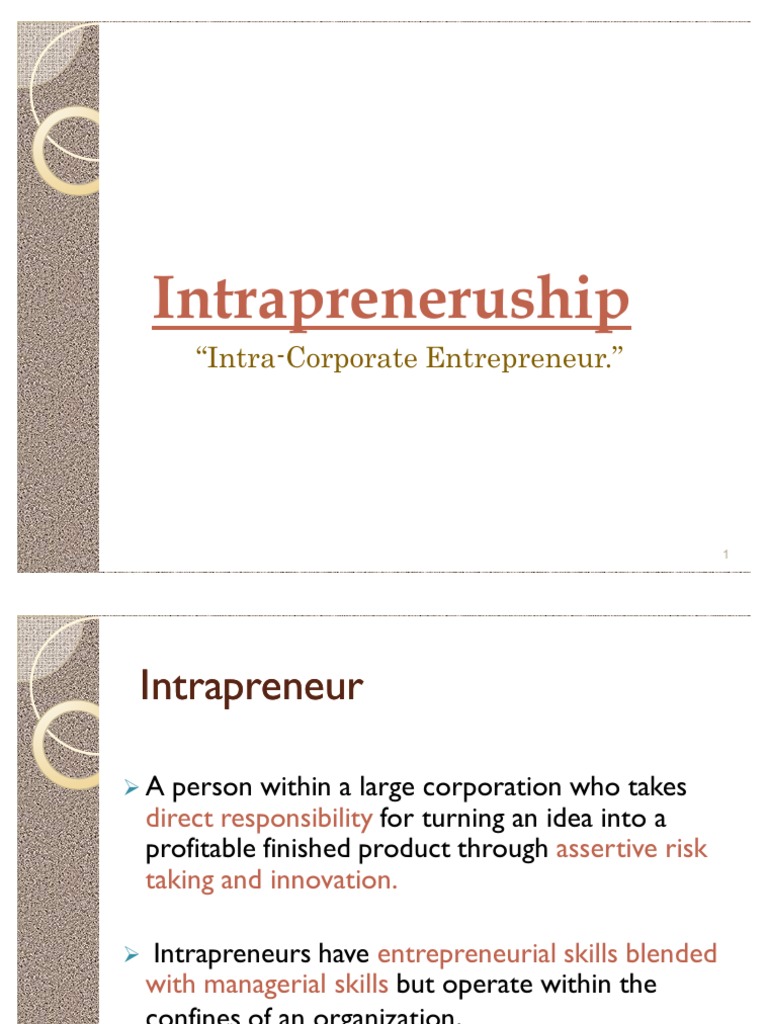 Intrapreneurship | PDF | Entrepreneurship | Cognition