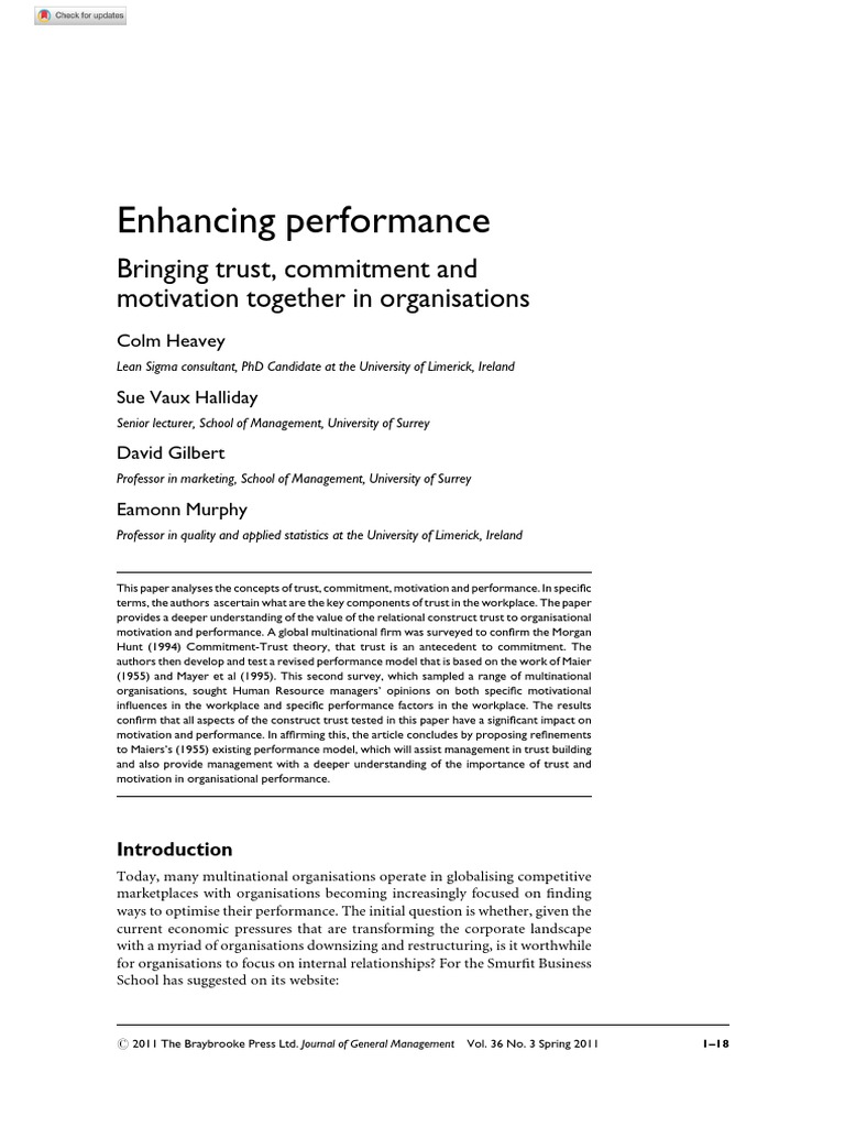 Heavy, Halliday, Gilbert and Murphy Enhancing Performance - Bringing ...