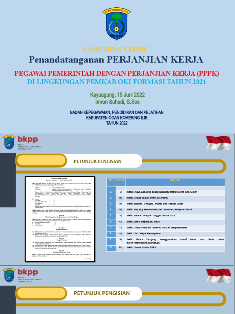Perjanjian Kerja PPPK OKI 2022 | PDF