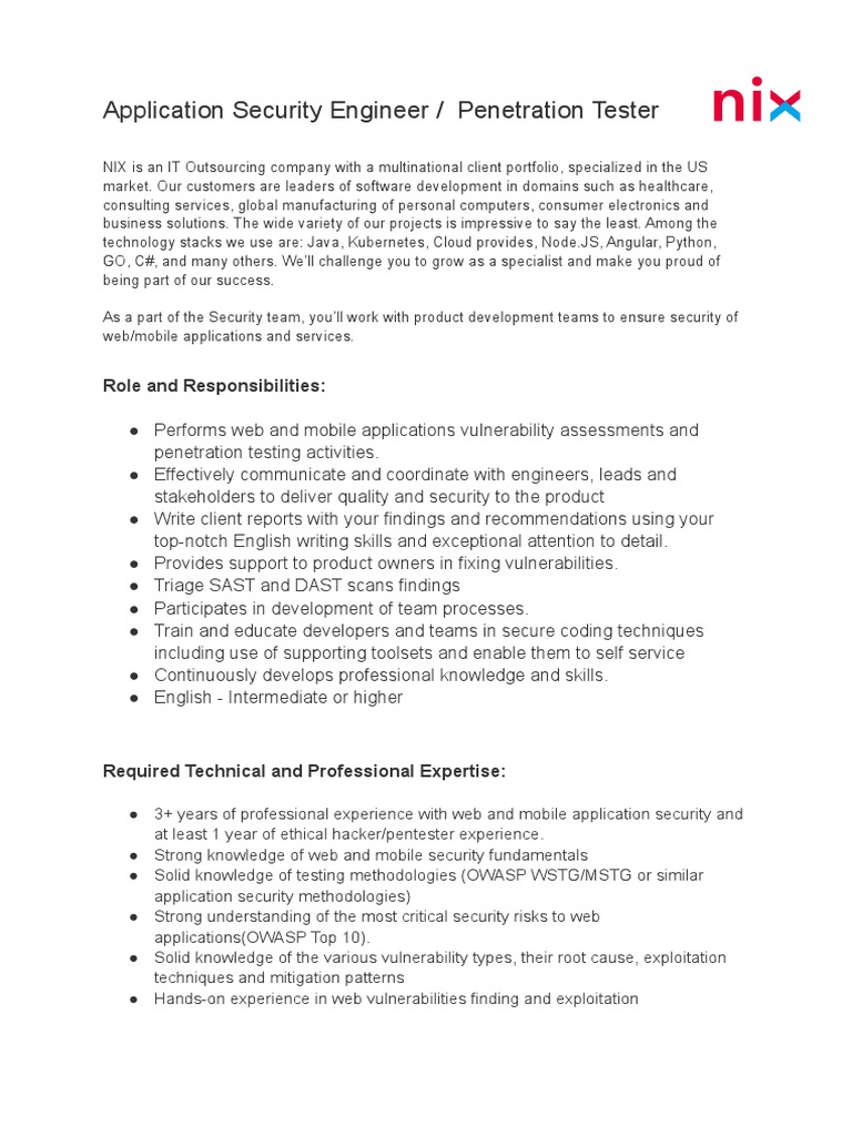 Application Security Engineer | PDF | Penetration Test | Computer Security