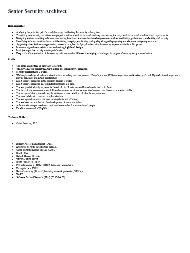Security Architect Job Description | PDF | Computer Security | Security