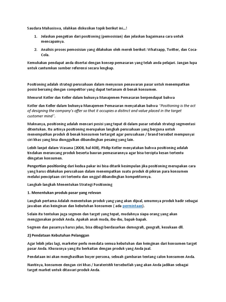 Diskusi 3 Manajemen Pemasaran | PDF