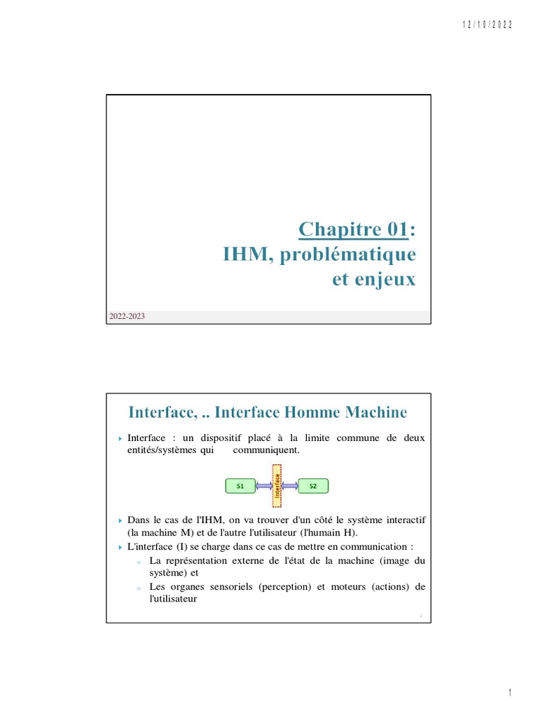 Cours IHM Chap01 | PDF | Interaction humain-ordinateur | Interface graphique