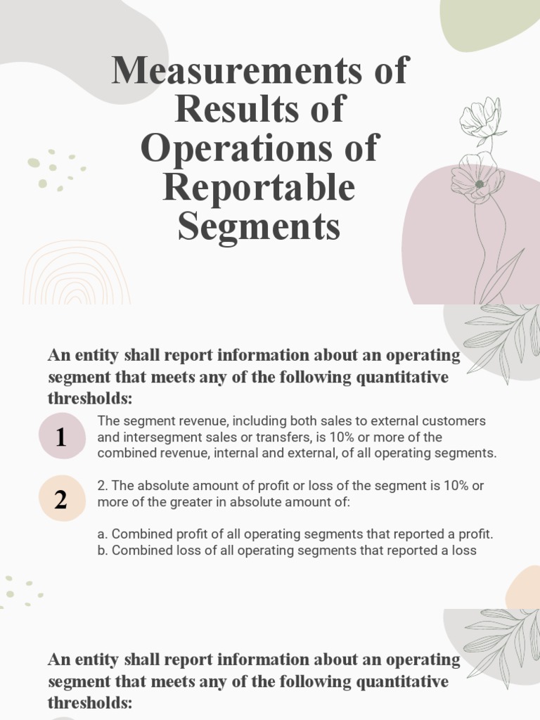 Measurements of Results of Operations of Reportable Segments | PDF