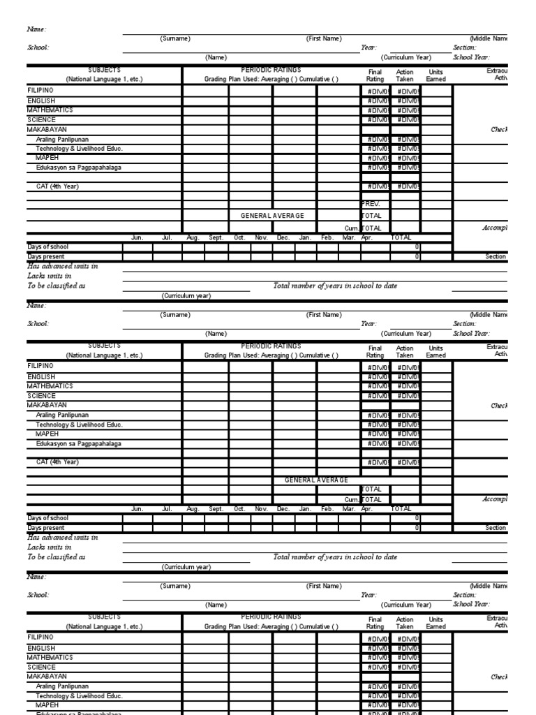 DepEd Form 137 Spreadsheet | PDF | Secondary School | Vocational Education