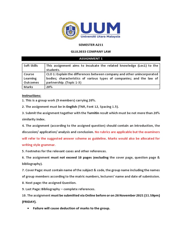 A211 Glul3033 - Assignment 1 | PDF | Partnership | Cognition