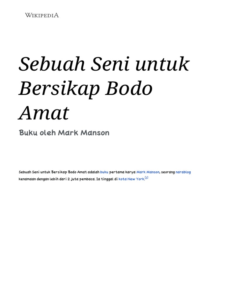 Sebuah Seni Untuk Bersikap Bodo Amat - Wikipedia Bahasa Indonesia, Ensiklopedia Bebas | PDF
