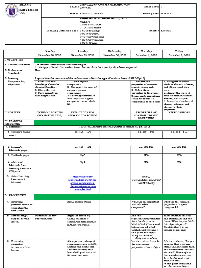 Grade 9 Science: Week 4 Hydrocarbons | PDF | Chemical Compounds ...