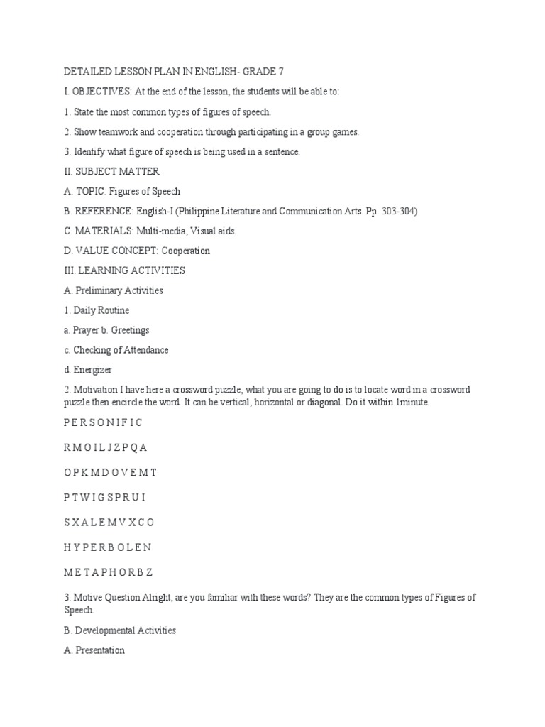 Detailed Lesson Plan in English | PDF