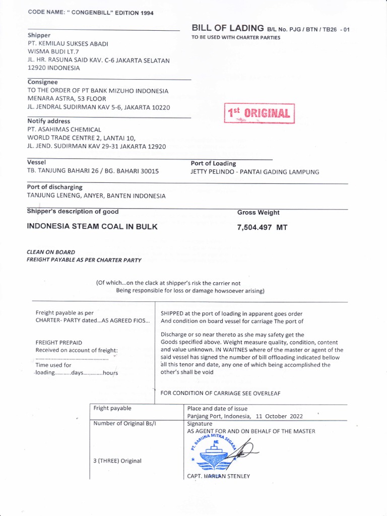 Obl Bahari 30015 | PDF | Cargo | Bill Of Lading