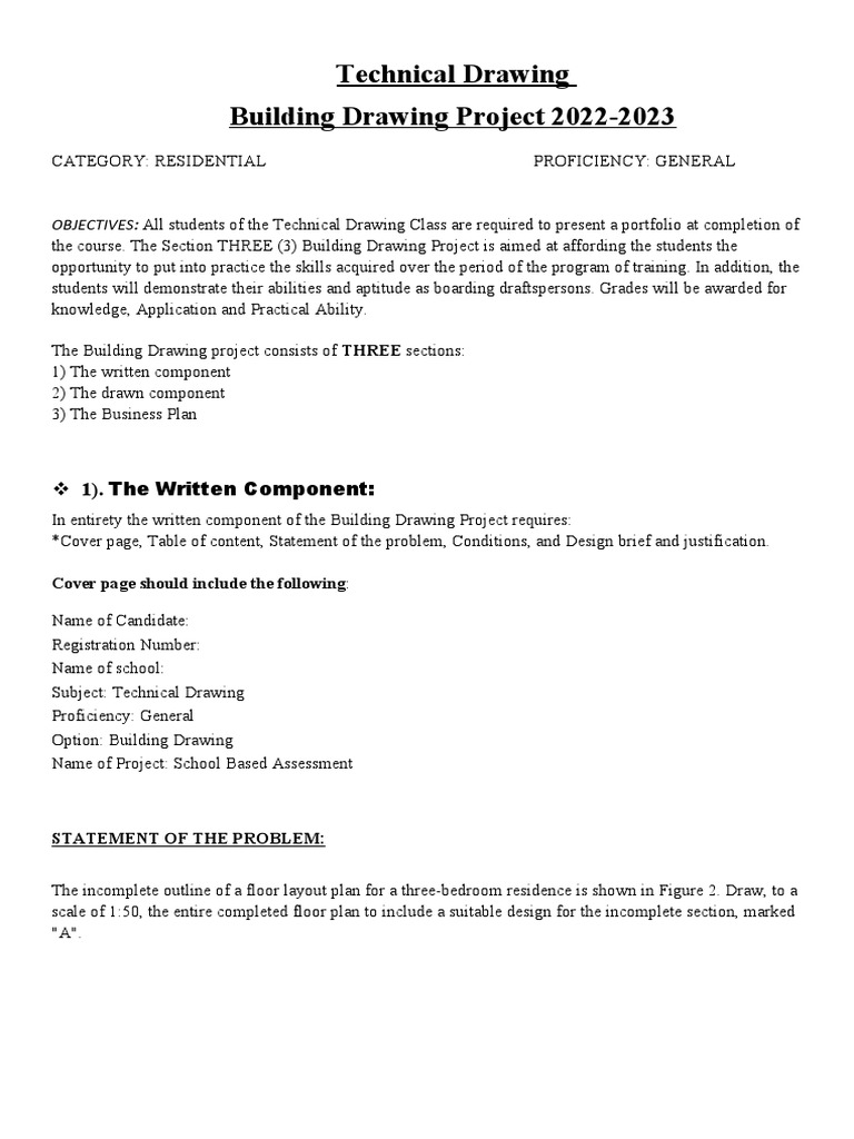 Technical Drawing Building Drawing Project 2022-2023 | PDF | Wall | Door