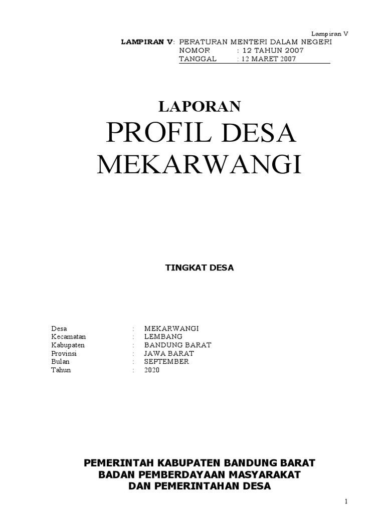 Monografi DESA TAHUN 2020 | PDF