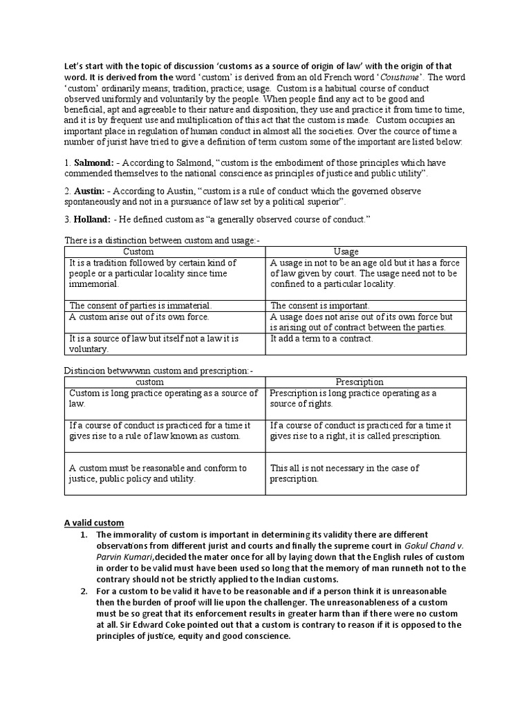 Customs As A Source of Law | PDF | Equity (Law) | Political Science